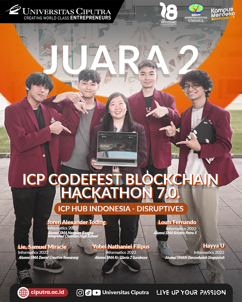 Juara 2 ICP Codefest Blockchain Hackathon 7.0. - Universitas Ciputra